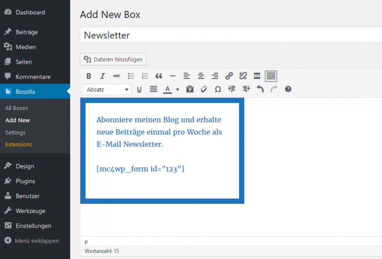 WordPress Popup und Slide-in Boxen mit Boxzilla Plugin erstellen