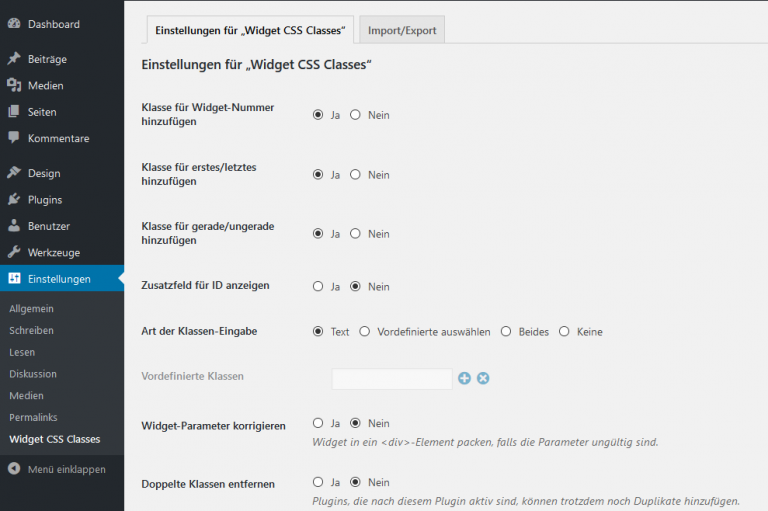 Eigene CSS Klassen in WordPress Widgets hinzufügen
